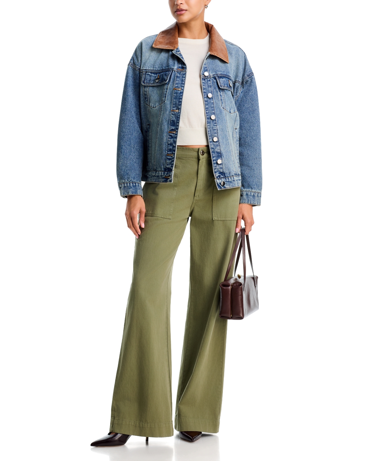AQUA Aqua Contrast Collar Denim Jacket
